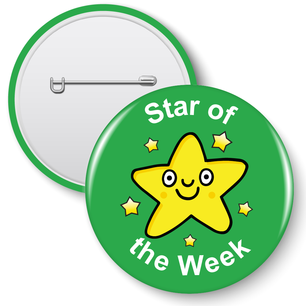 10 Smiling Star Of The Week Reward Badges (38mm) — MyClassroom