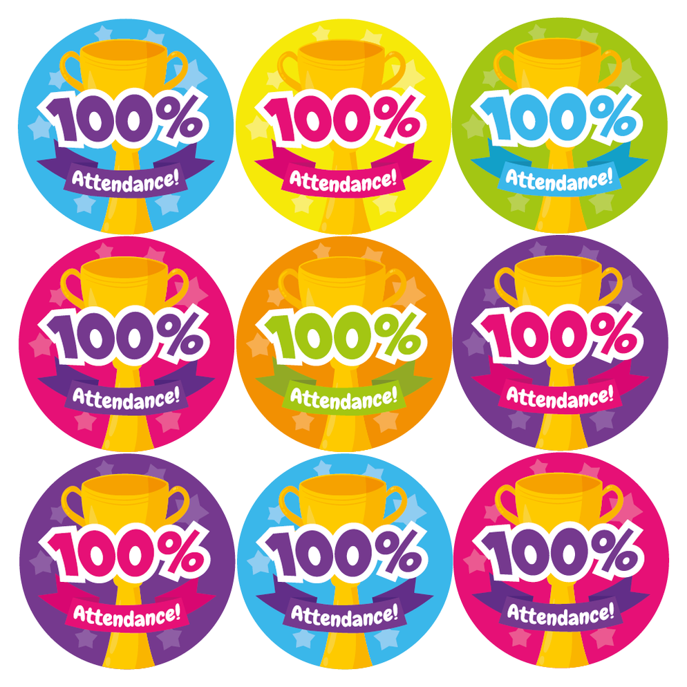 100% Attendance Reward Stickers — MyClassroom