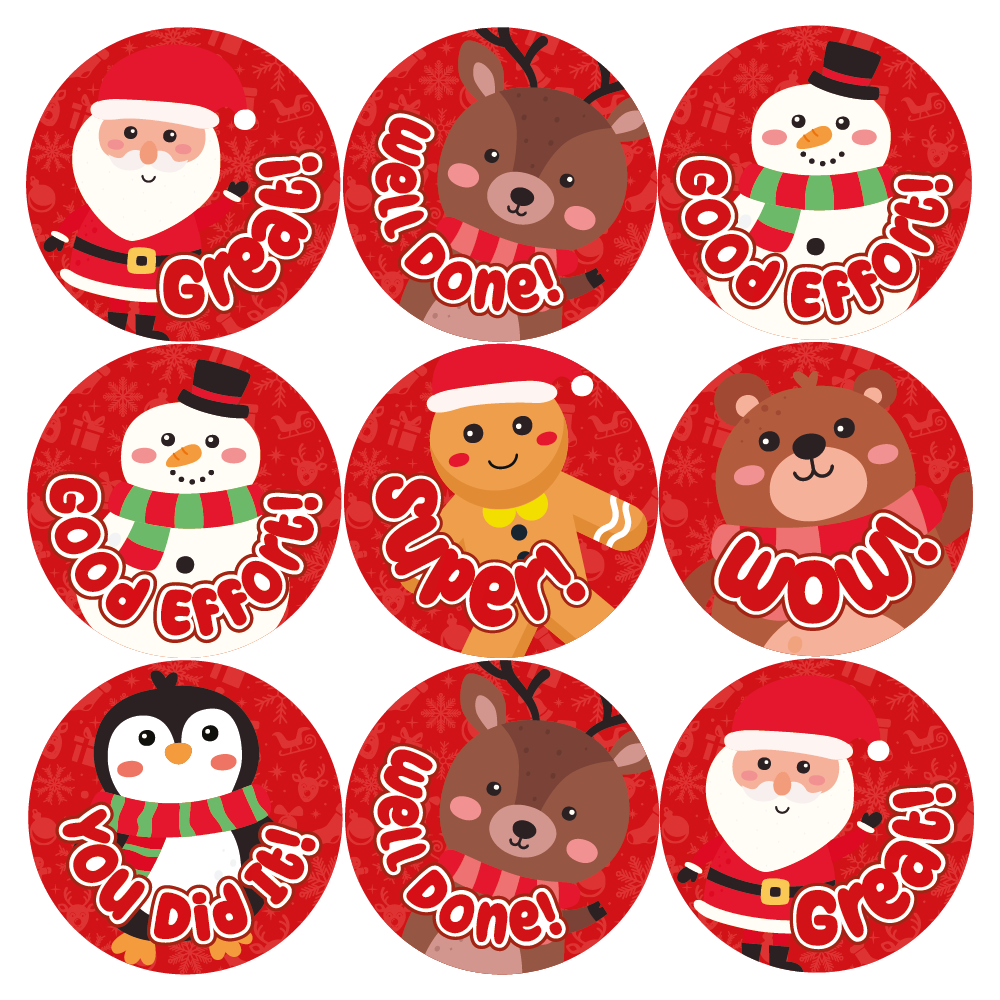 Christmas Characters Praise Words Reward Stickers — MyClassroom