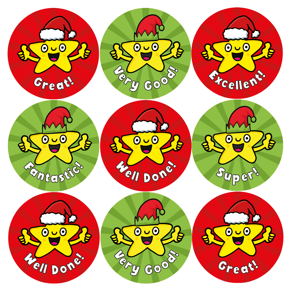 Christmas Star Praise Words Reward Stickers — MyClassroom