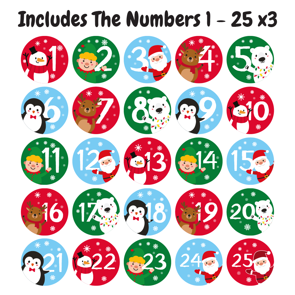 Christmas Countdown Advent Number Stickers — MyClassroom