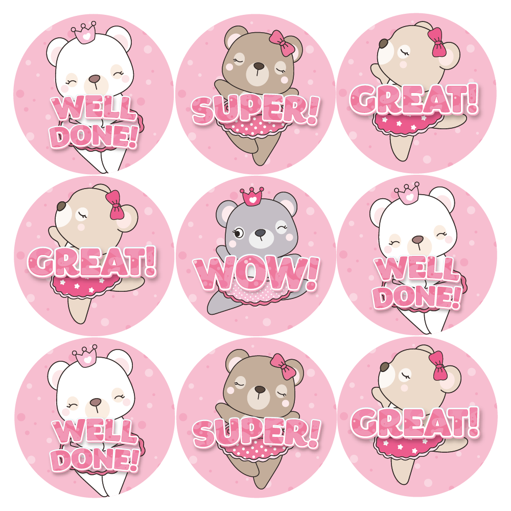 Cute Ballet Animals Praise Words Reward Stickers — MyClassroom