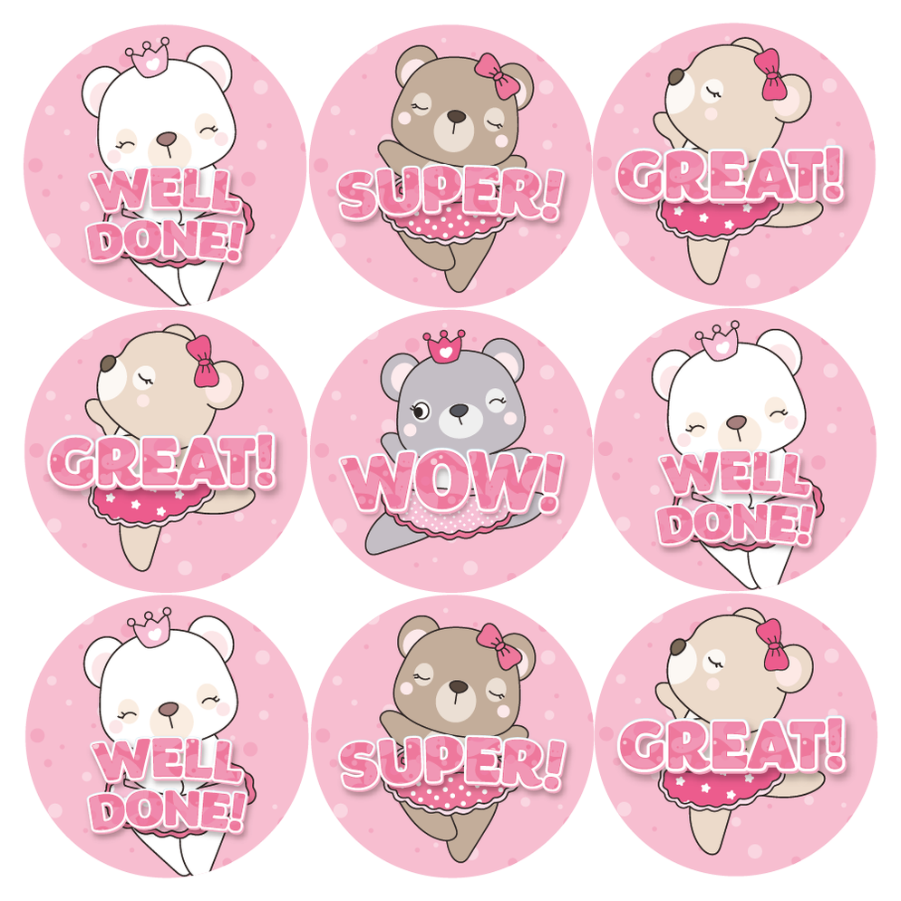 Cute Ballet Animals Praise Words Reward Stickers — MyClassroom