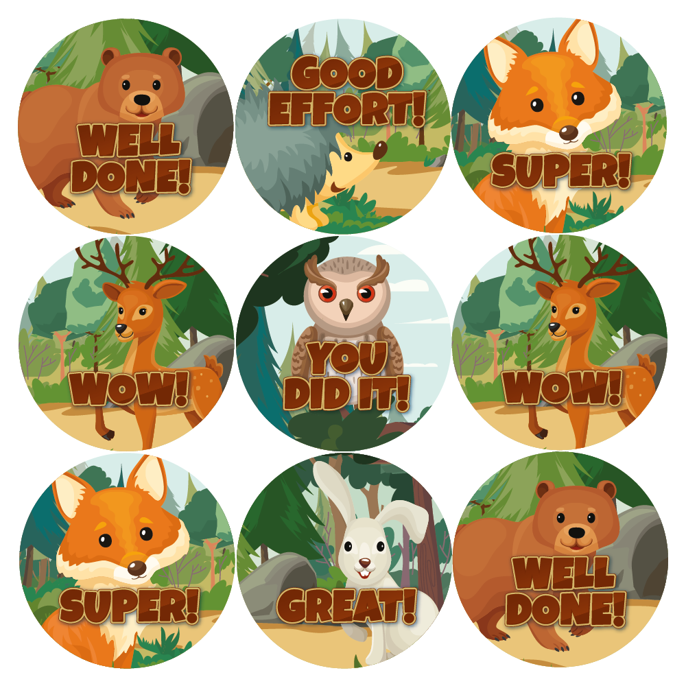 Forest Animals Praise Words Reward Stickers — MyClassroom