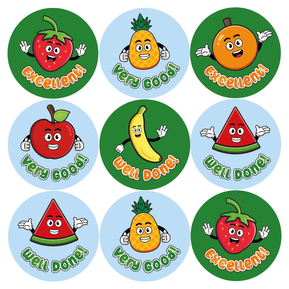 Happy Fruit Praise Words Reward Stickers — MyClassroom
