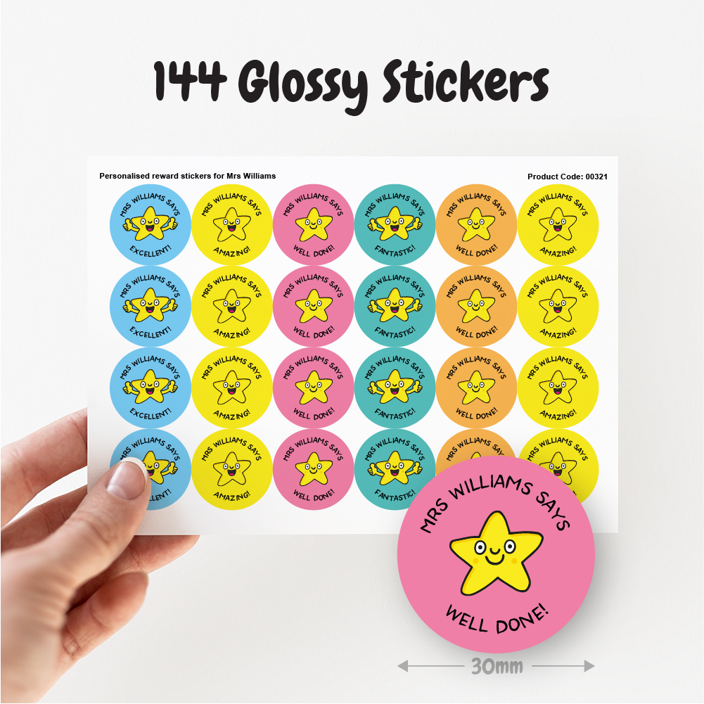 Personalised Smiling Star Reward Stickers — MyClassroom