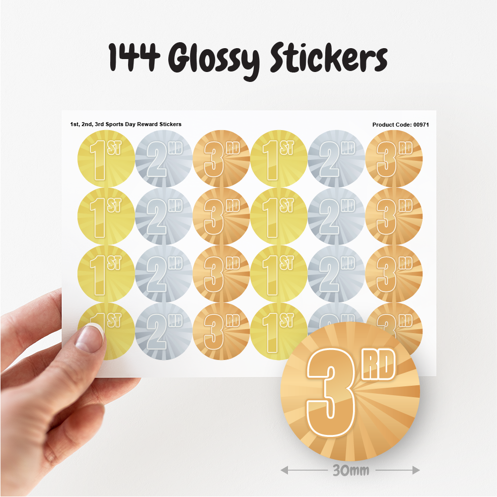 1st, 2nd, 3rd Place Sports Day Reward Stickers — MyClassroom