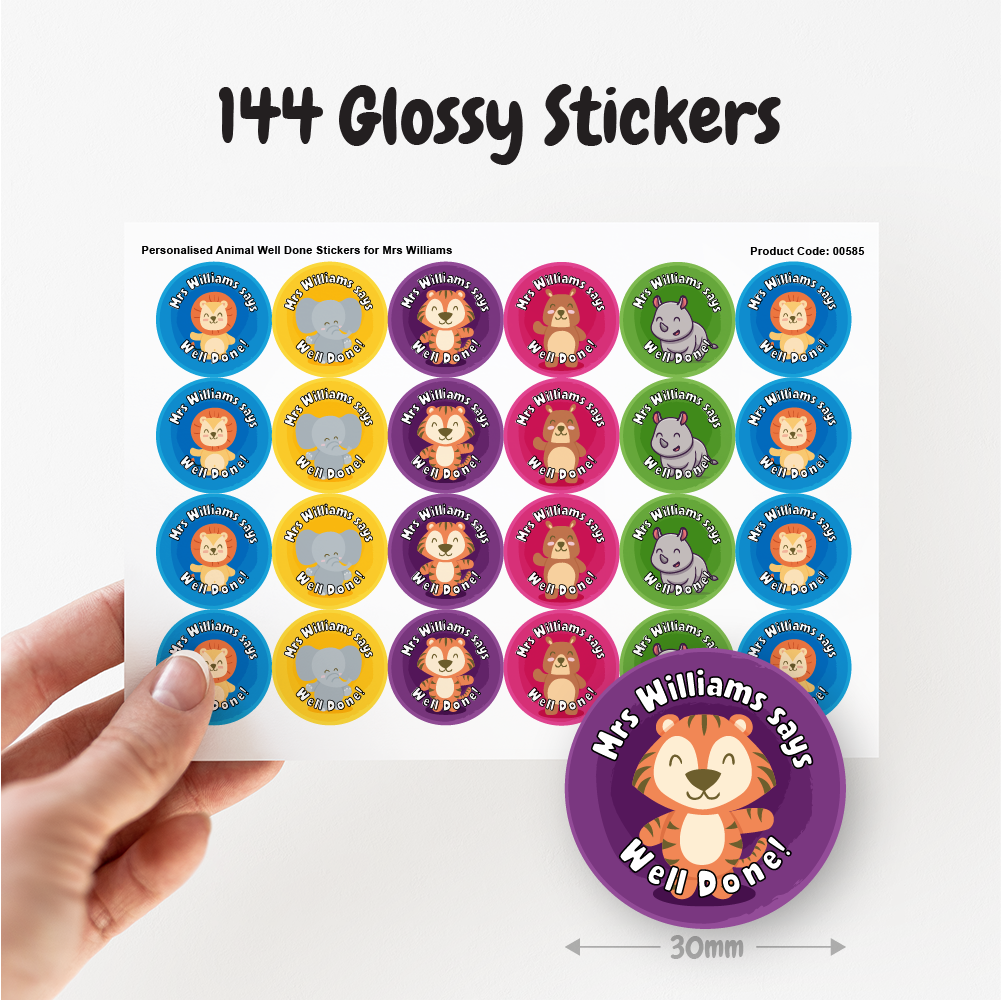 Personalised Animal Well Done Stickers — MyClassroom