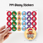 Cute Christmas Characters Praise Words Reward Stickers — MyClassroom