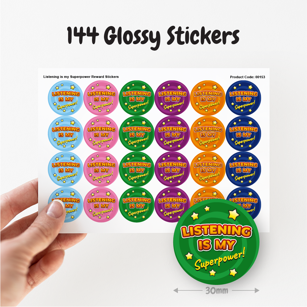 Listening is my Superpower Reward Stickers — MyClassroom
