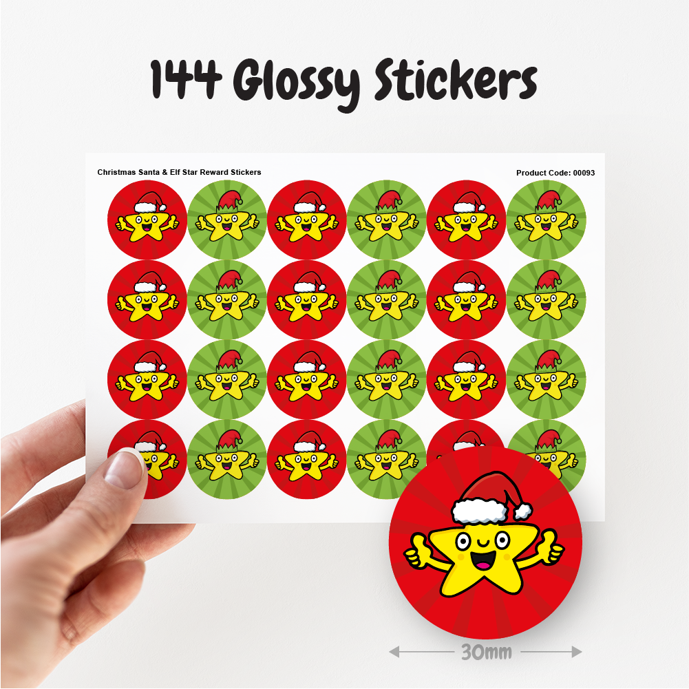 Christmas Santa & Elf Star Reward Stickers — MyClassroom