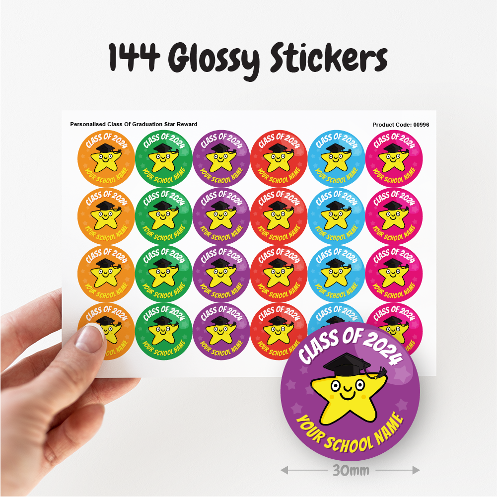 Personalised End of School Year Star Reward Stickers Class of — MyClassroom
