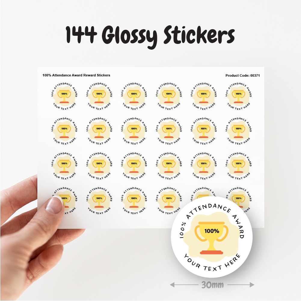 Personalised 100% Attendance Award Reward Stickers — MyClassroom