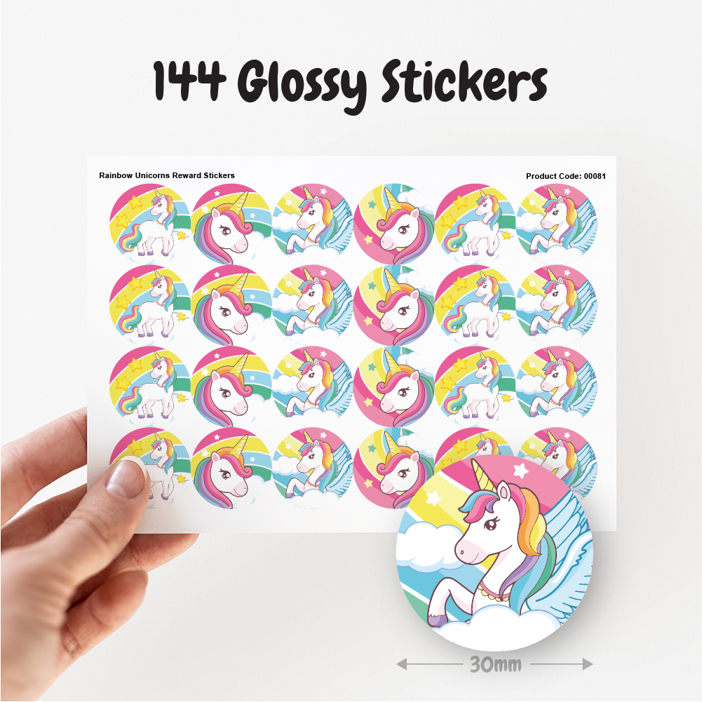 Rainbow Unicorns Reward Stickers — MyClassroom