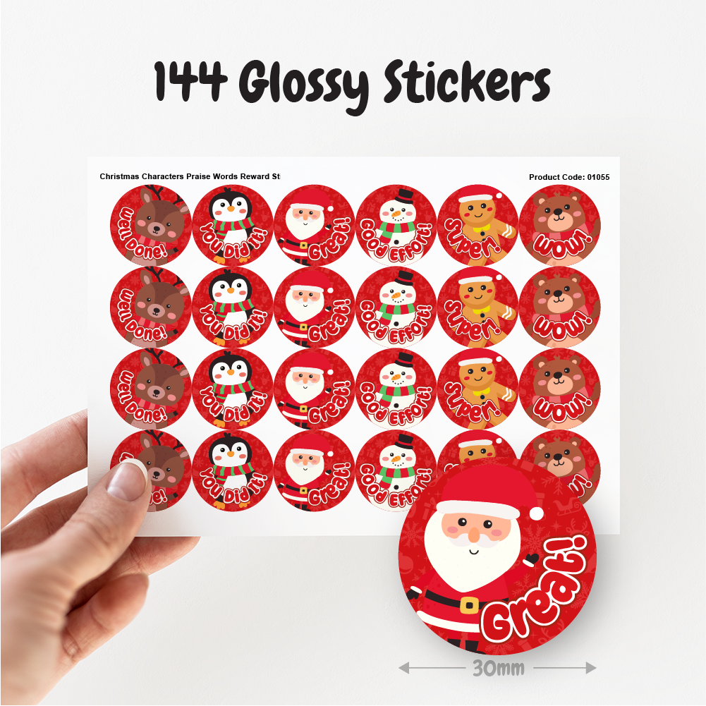 Christmas Characters Praise Words Reward Stickers — MyClassroom