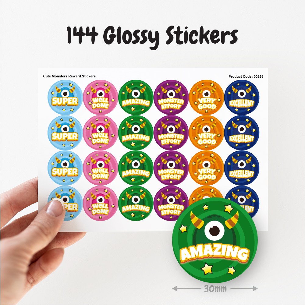Cute Monster Well Done Reward Stickers — MyClassroom