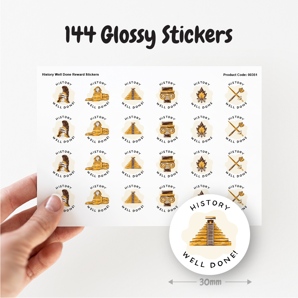 History Well Done Reward Stickers — MyClassroom