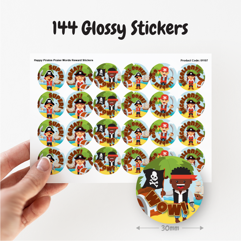 Happy Pirates Praise Words Reward Stickers — MyClassroom