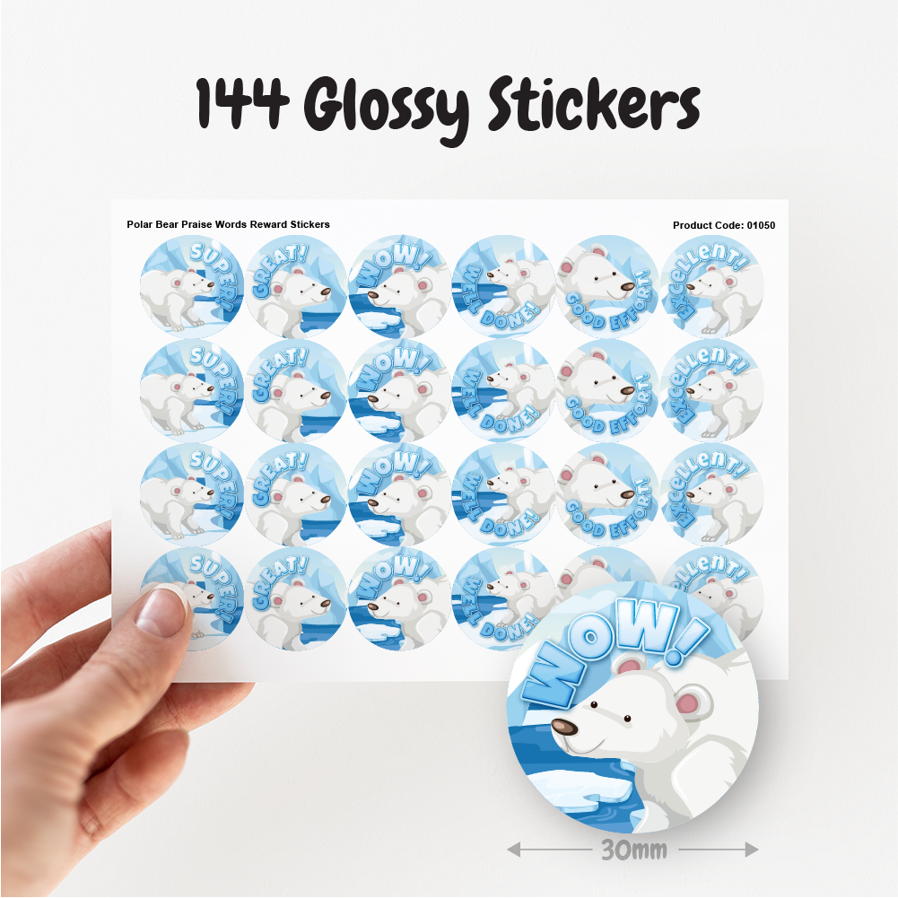 Polar Bear Praise Words Reward Stickers — MyClassroom