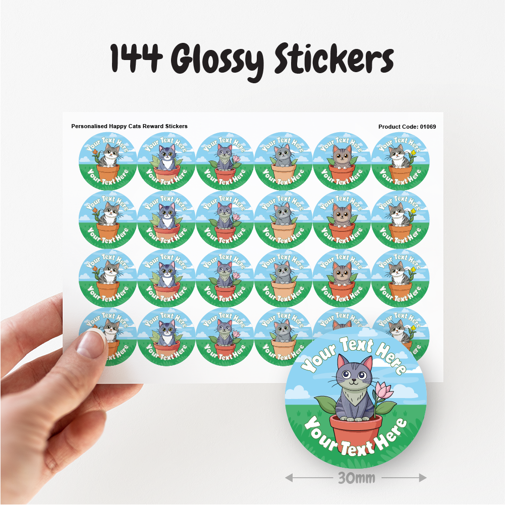 Personalised Happy Cats Reward Stickers — MyClassroom