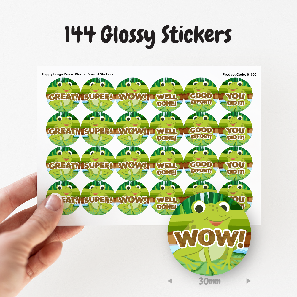 Happy Frog Praise Words Reward Stickers — MyClassroom
