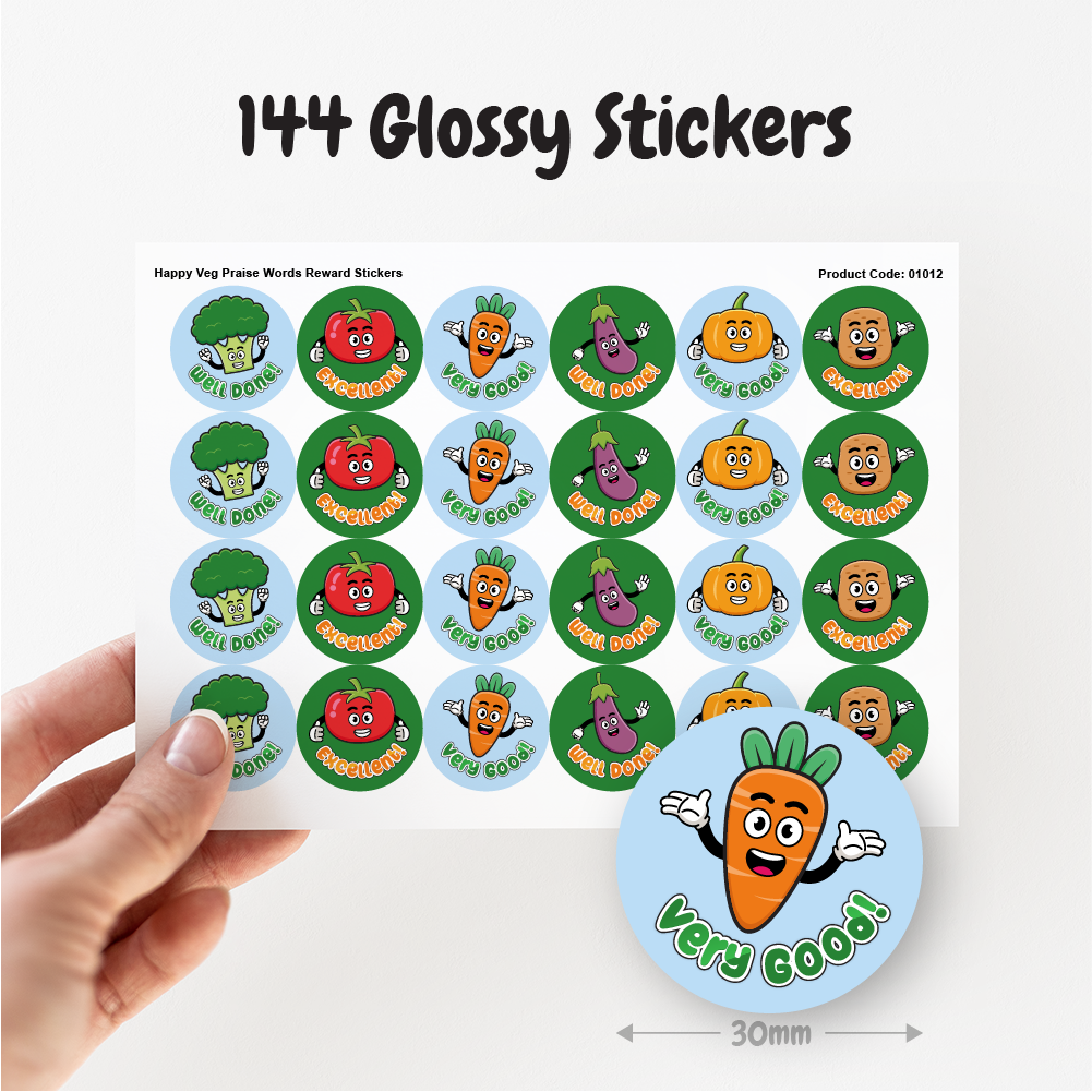 Happy Veg Praise Words Reward Stickers — MyClassroom