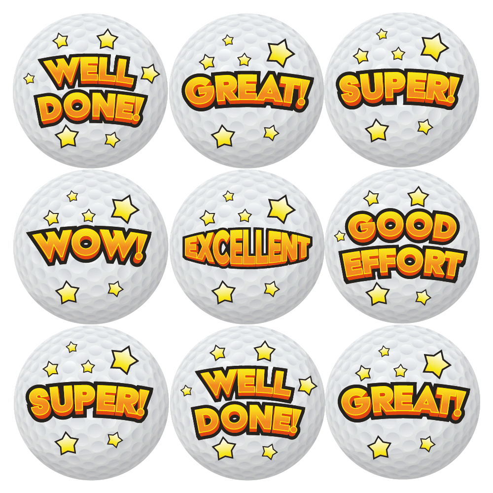 Golf Praise Words Reward Stickers — MyClassroom