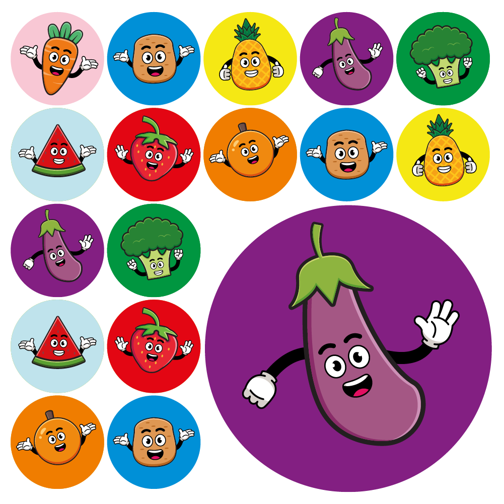 Mini Happy Fruit and Veg Reward Stickers (10mm) — MyClassroom