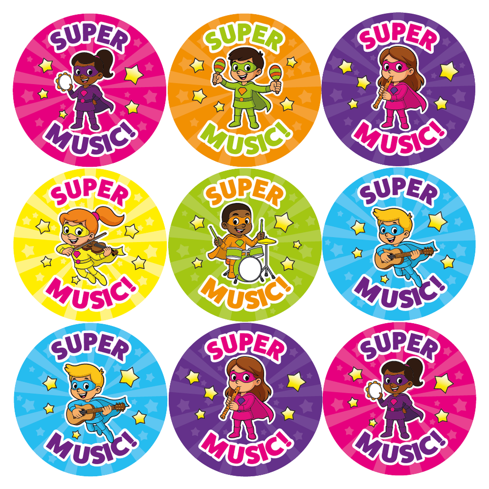 Superhero Music Reward Stickers — MyClassroom