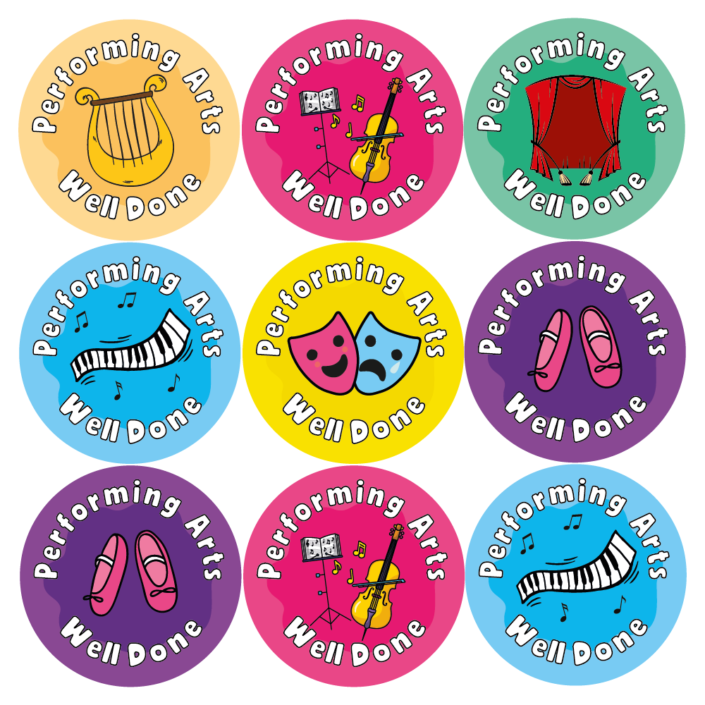 Performing Arts Well Done Reward Stickers — MyClassroom