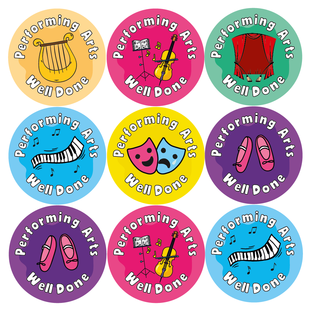 Performing Arts Well Done Reward Stickers — MyClassroom