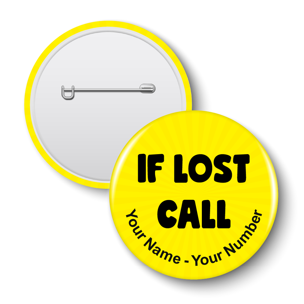 Personalised If Lost Call Badges (10 Badges - 38mm) — MyClassroom