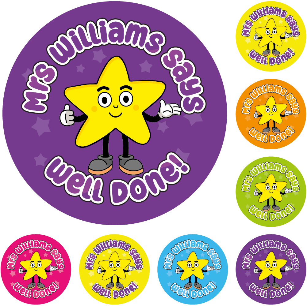 Personalised Well Done Superstar Reward Stickers — MyClassroom