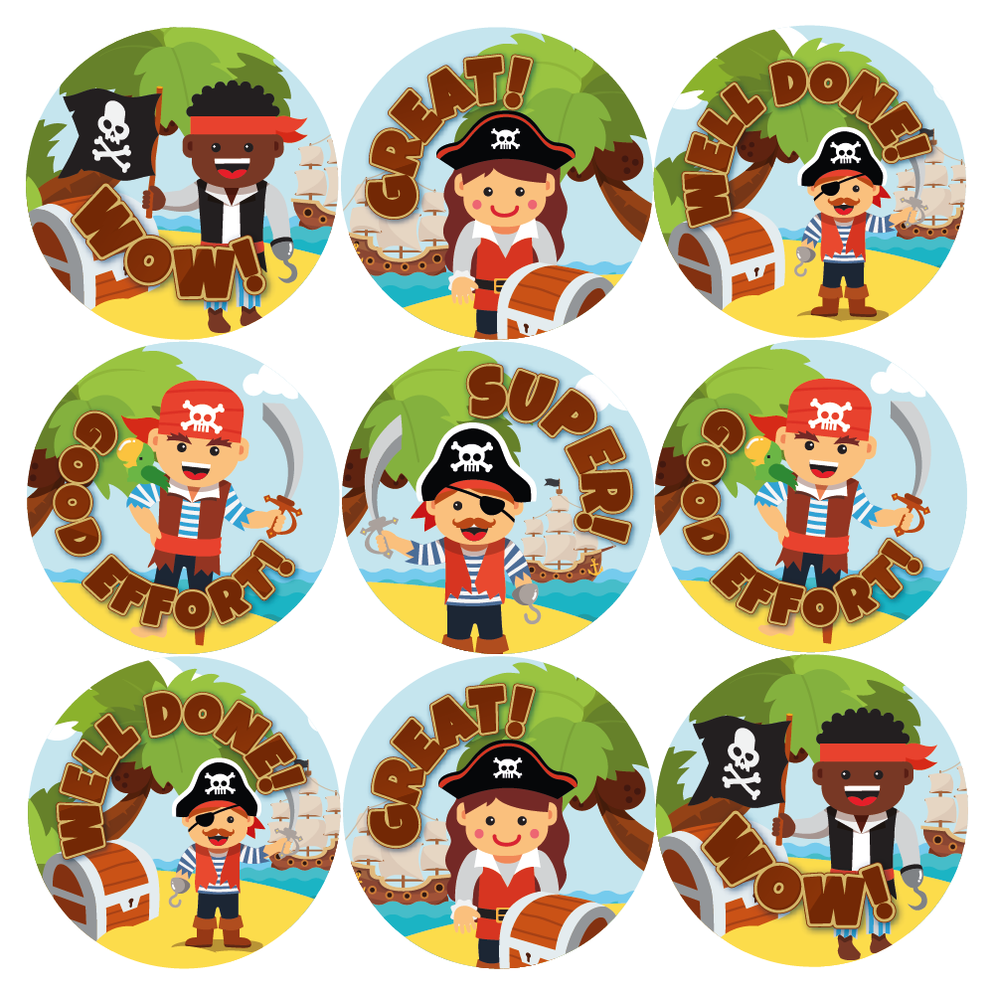 Happy Pirates Praise Words Reward Stickers — MyClassroom