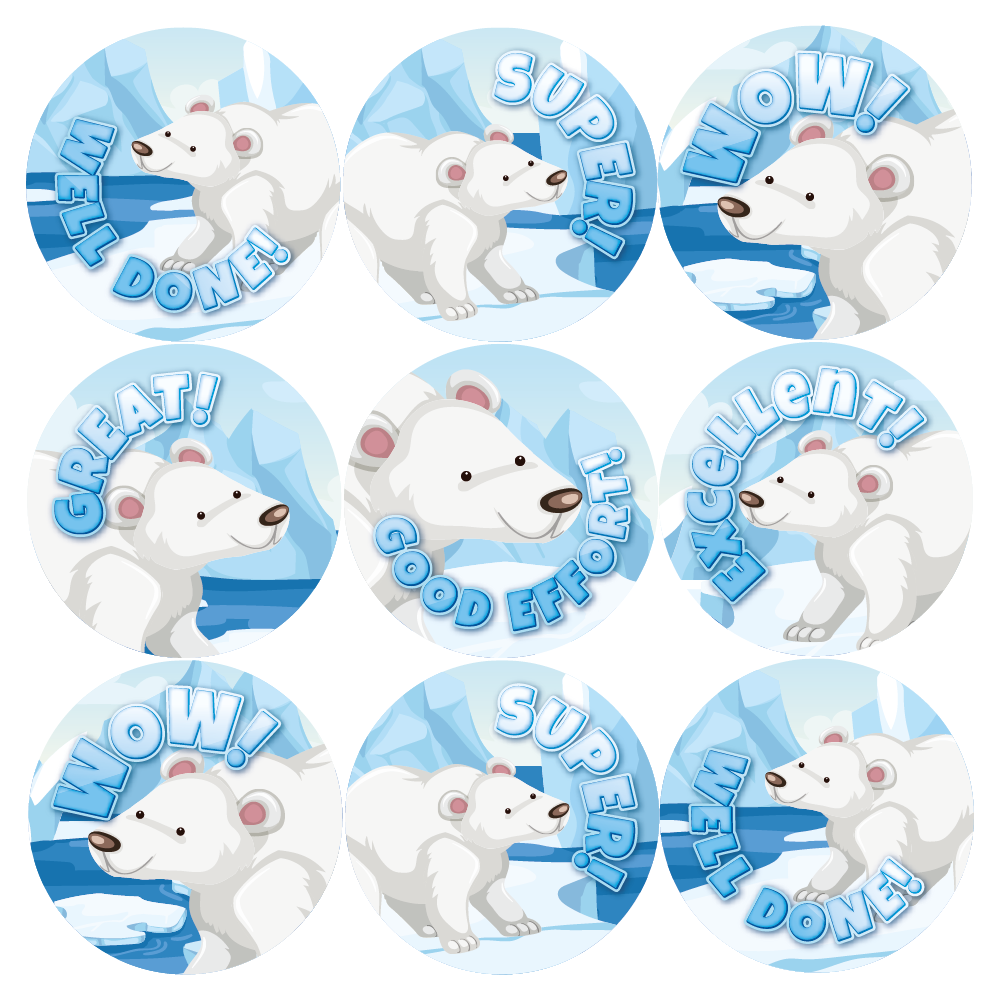Polar Bear Praise Words Reward Stickers — MyClassroom