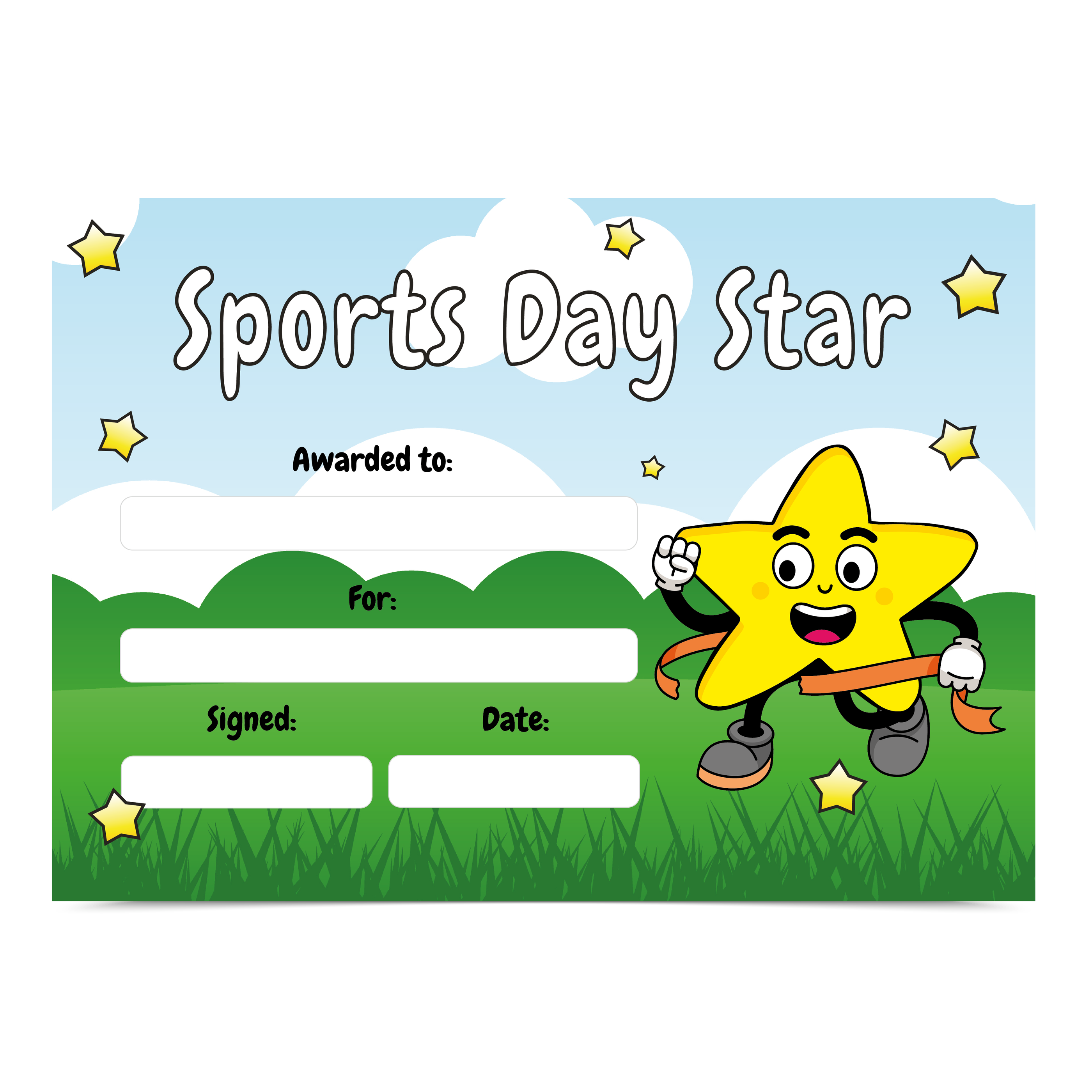 20 Sports Day Star Reward Certificates (A5) — MyClassroom