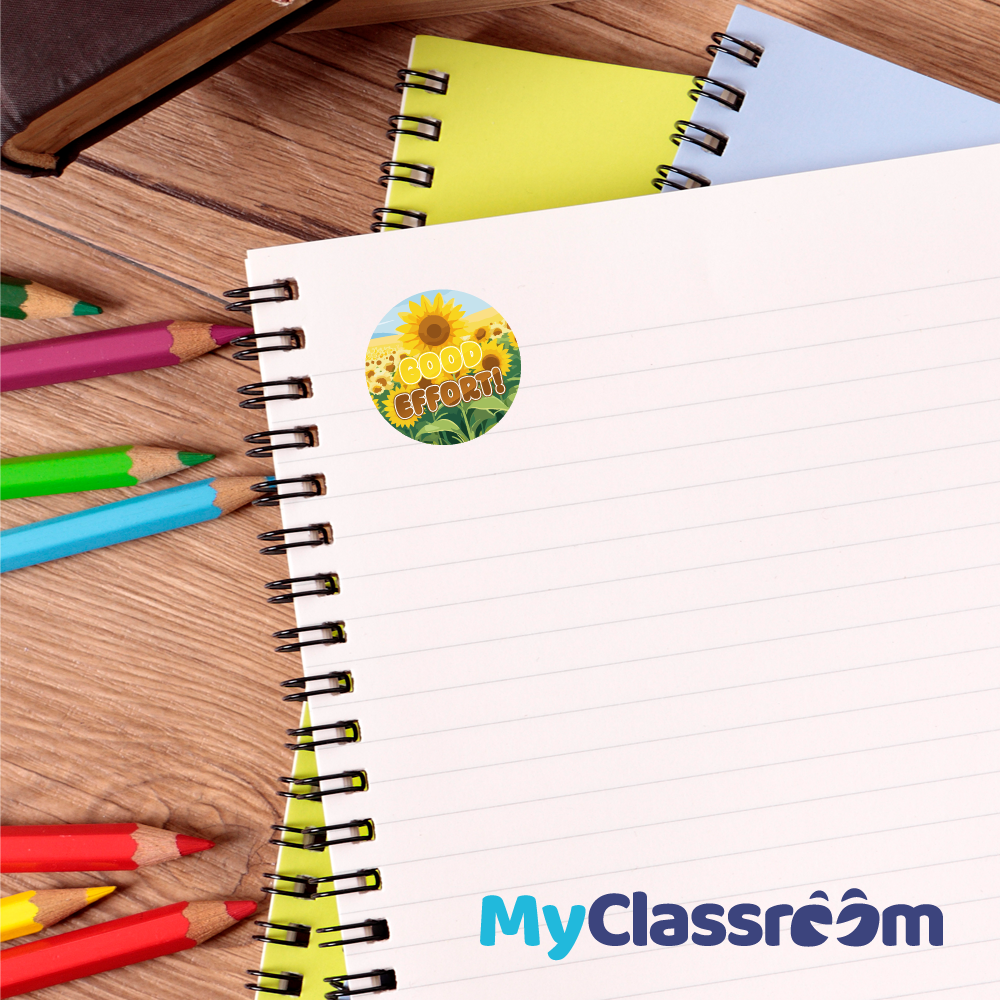 Sunflower Praise Words Reward Stickers — MyClassroom