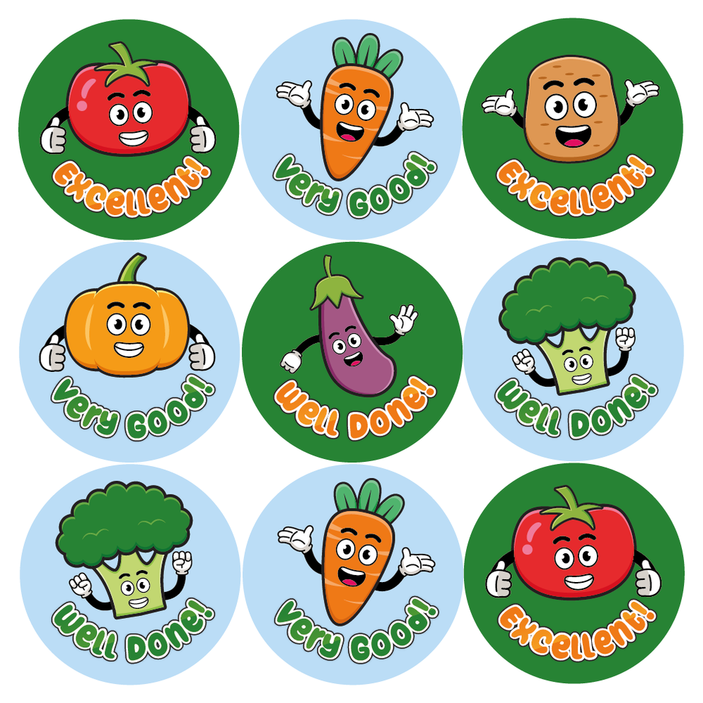 Happy Veg Praise Words Reward Stickers — MyClassroom