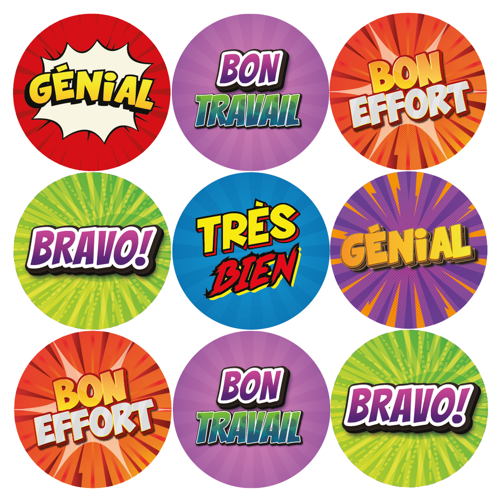 Comic French Reward Stickers — MyClassroom