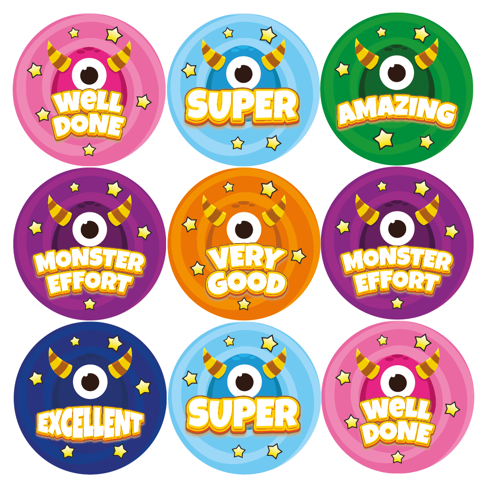 Cute Monster Well Done Reward Stickers — MyClassroom