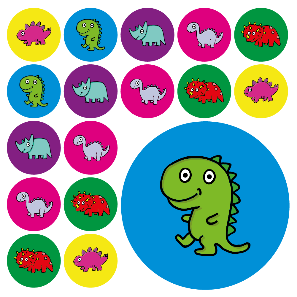 900 Mini Cute Dinosaurs Reward Stickers 10mm — MyClassroom