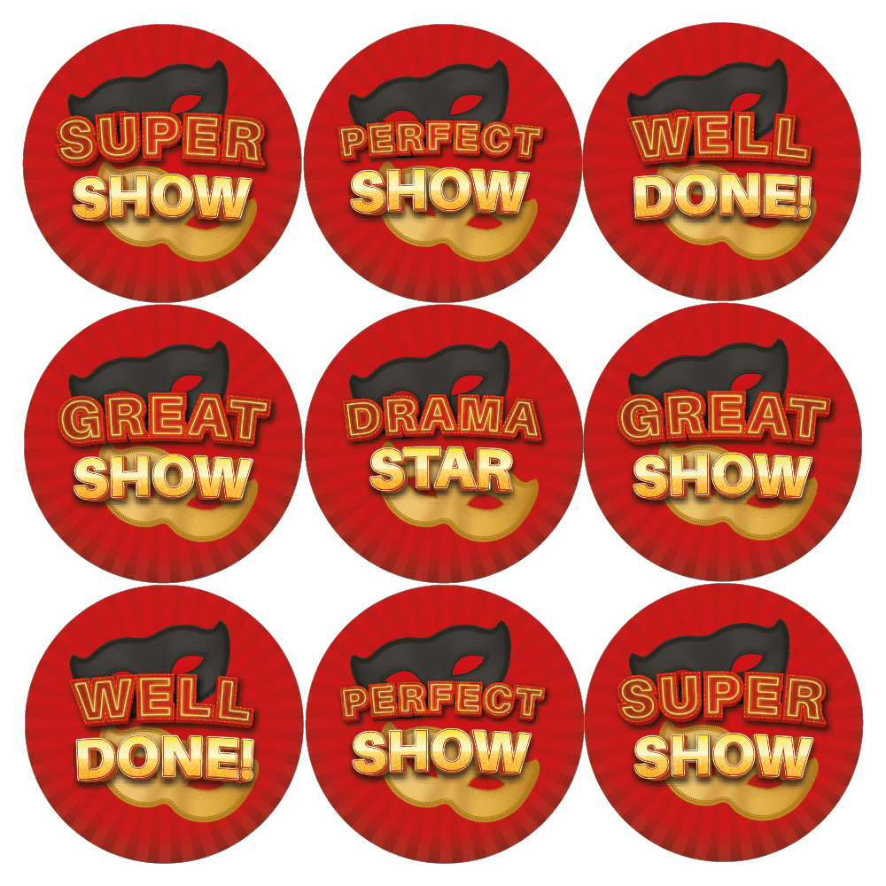 Drama Praise Words Reward Stickers — MyClassroom