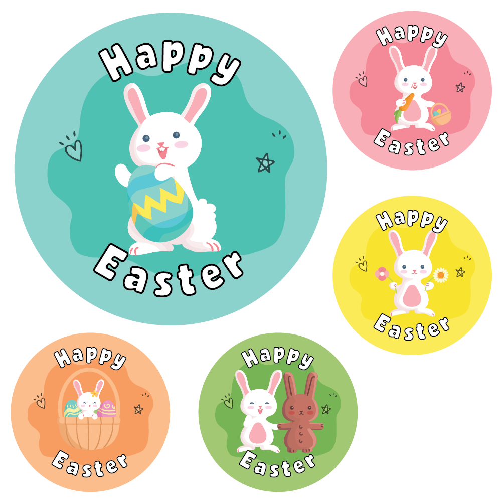 Happy Easter Cute Bunny Reward Stickers — MyClassroom