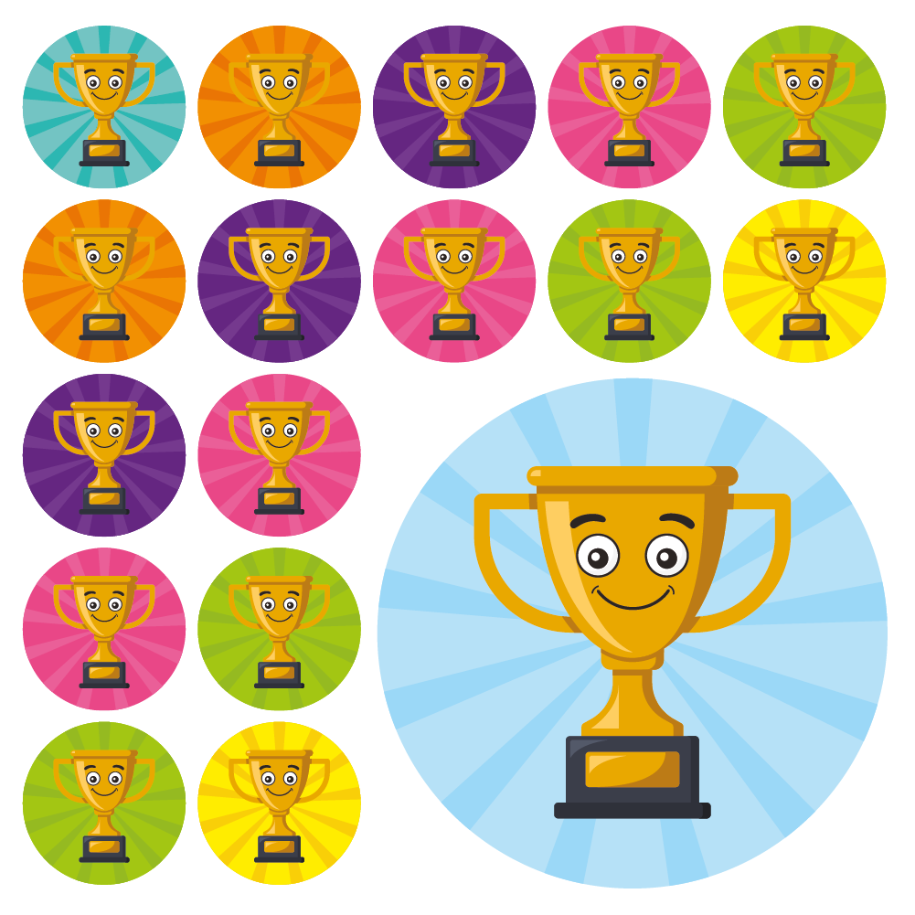 900 Mini Smiling Trophy Reward Stickers 10mm — MyClassroom