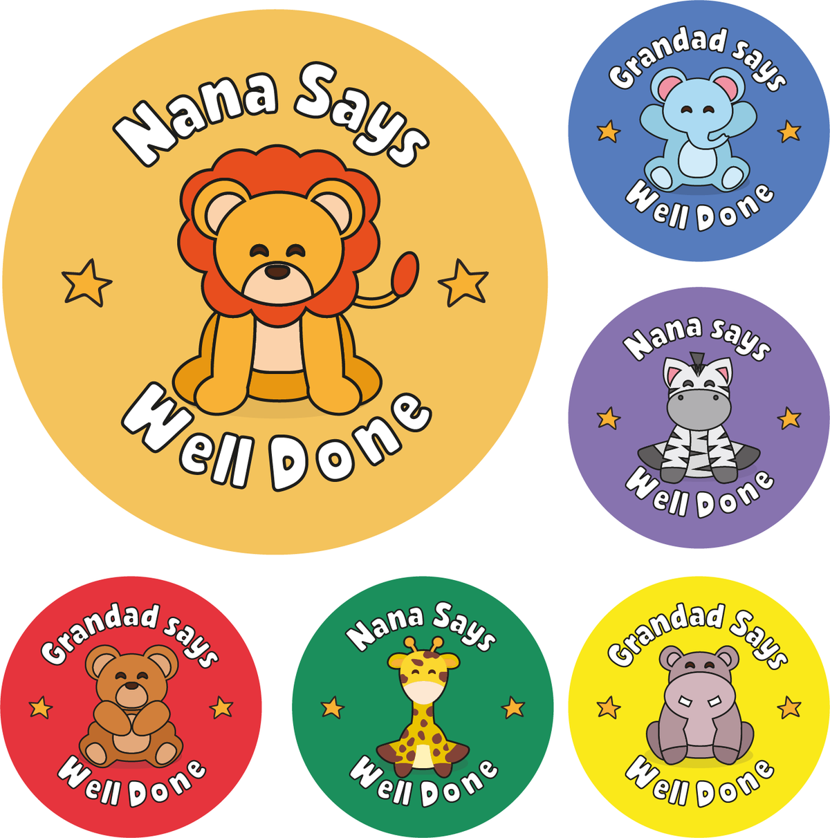Nana & Grandad Says Well Done Animal Reward Stickers — MyClassroom