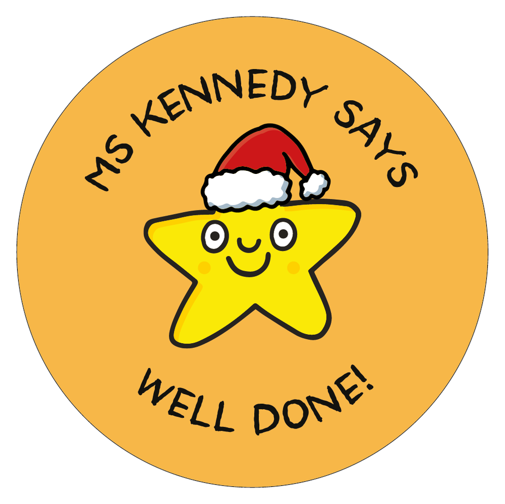 Personalised Smiling Star Reward Stickers (Christmas Edition) — MyClassroom