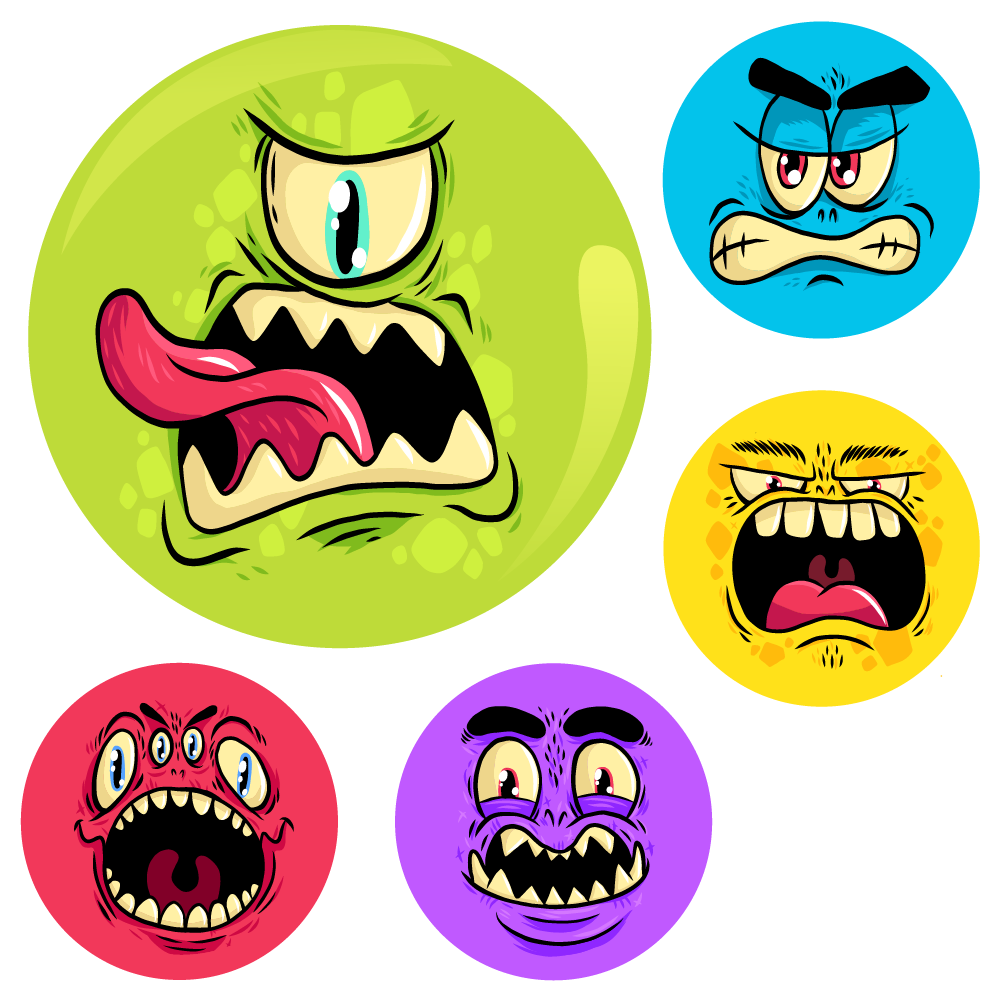 Scary Monster Faces Stickers — MyClassroom